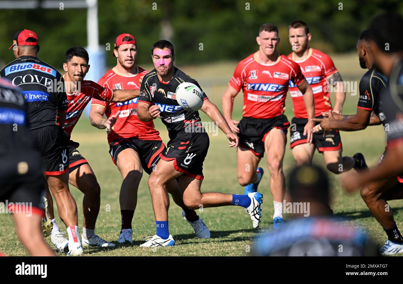 Sean O'Sullivan (centre) in action during a NRL Dolphins' training ...