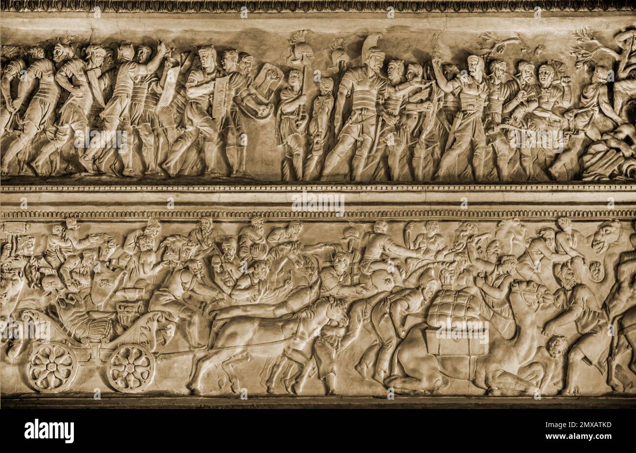 Procession of marching Roman soldiers with about five hundred figures ...