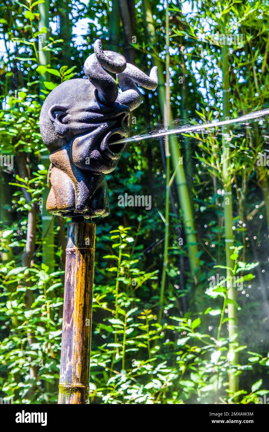 Mostri spuntanti, monster heads spitting jets of water, Andre Heller ...