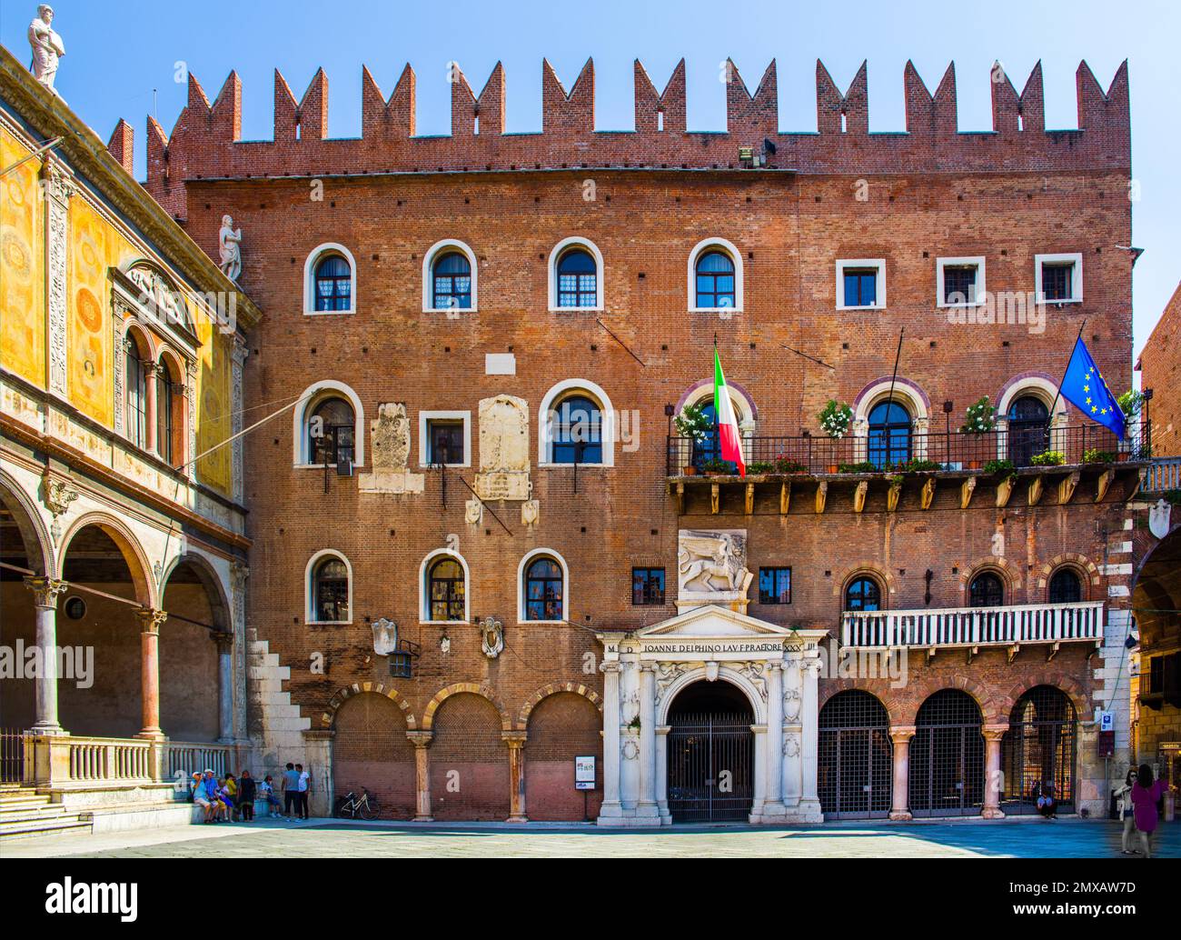 Palazzo del Comune, 18th c. Piazza delle Erbe, Verona with medieval old ...