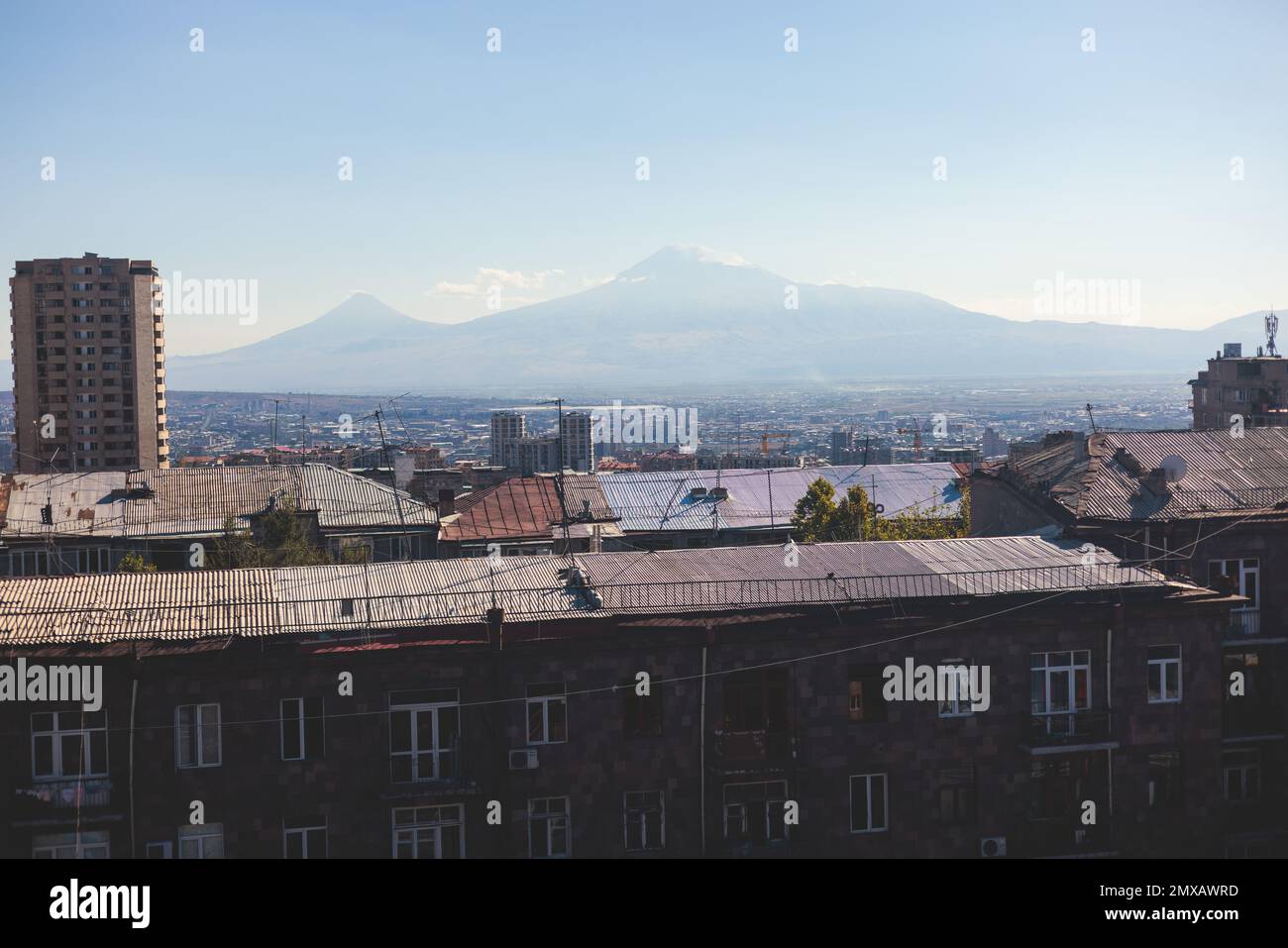 Yerevan, Armenia, beautiful super-wide angle panoramic view of Yerevan ...