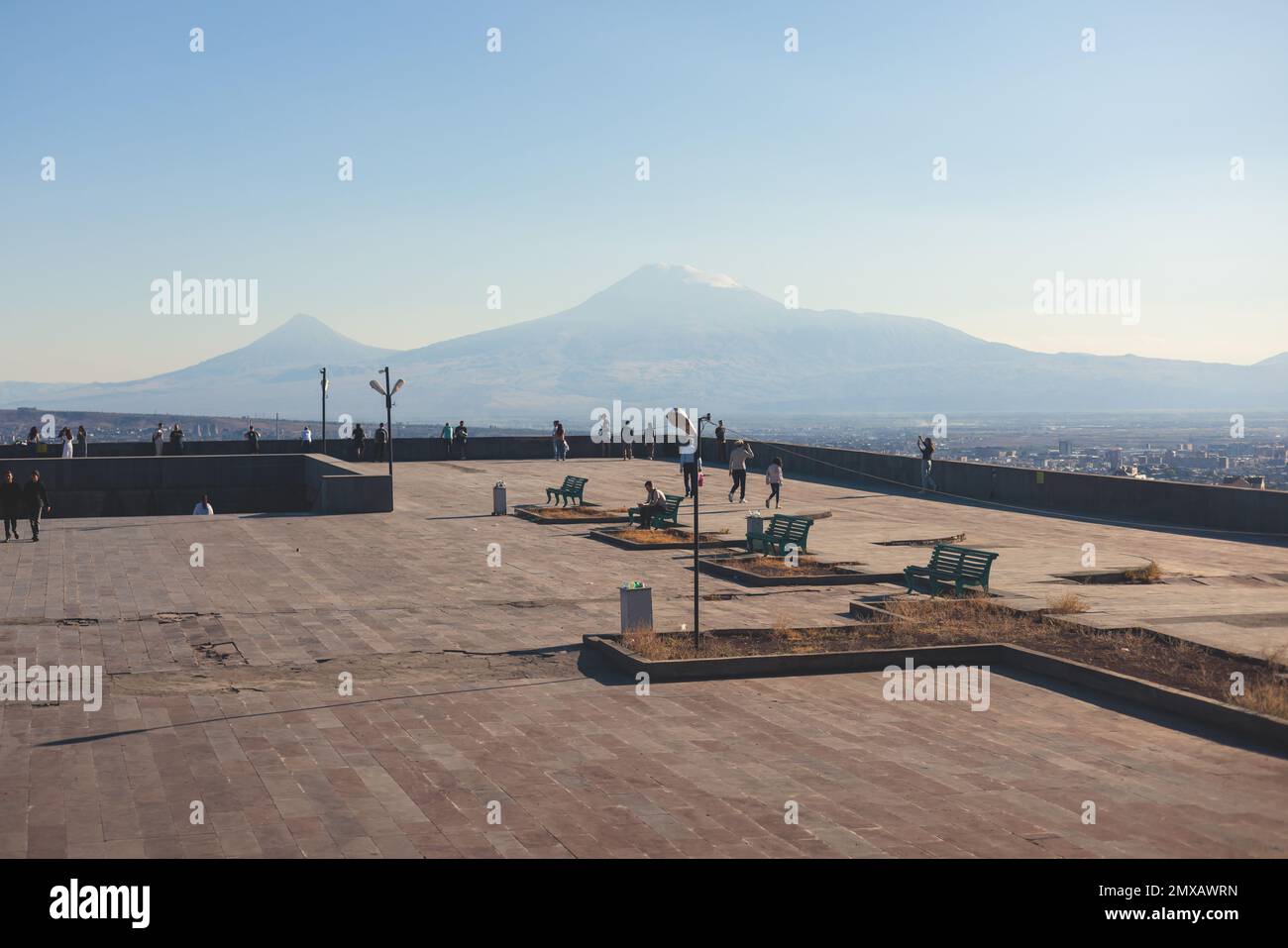 Yerevan, Armenia, beautiful super-wide angle panoramic view of Yerevan ...