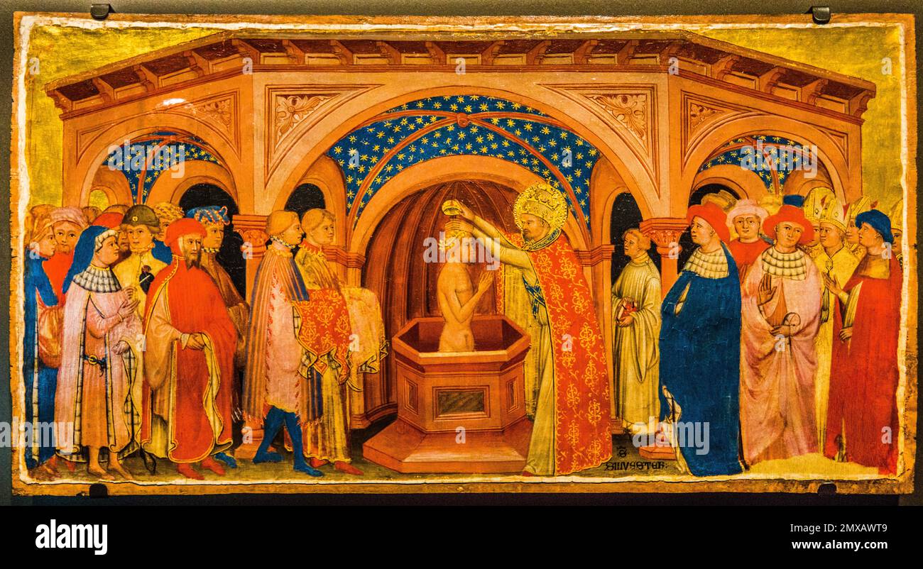 Battista da Vicenza: Sylvester baptising Pope Constantine in the ...