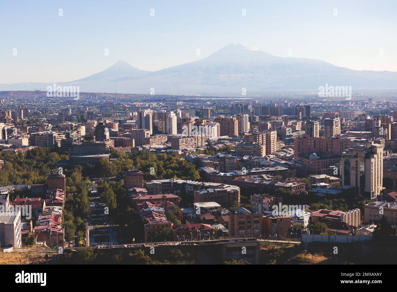 Yerevan, Armenia, beautiful super-wide angle panoramic view of Yerevan ...