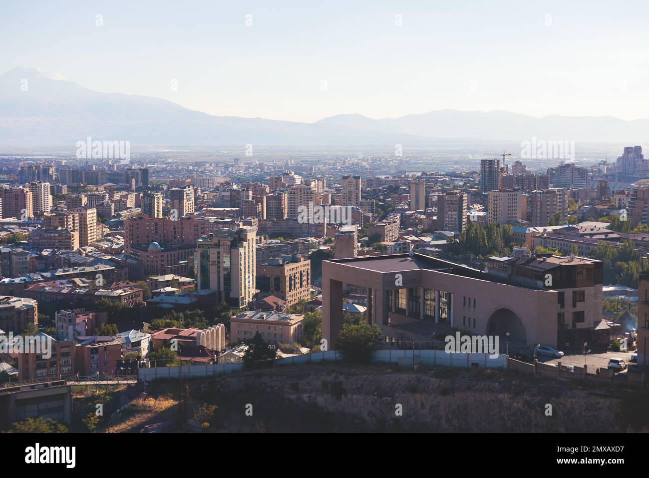 Yerevan, Armenia, beautiful super-wide angle panoramic view of Yerevan ...