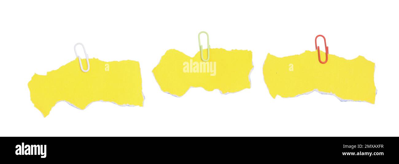 yellow torn paper For adding text. On white background, copy space ...