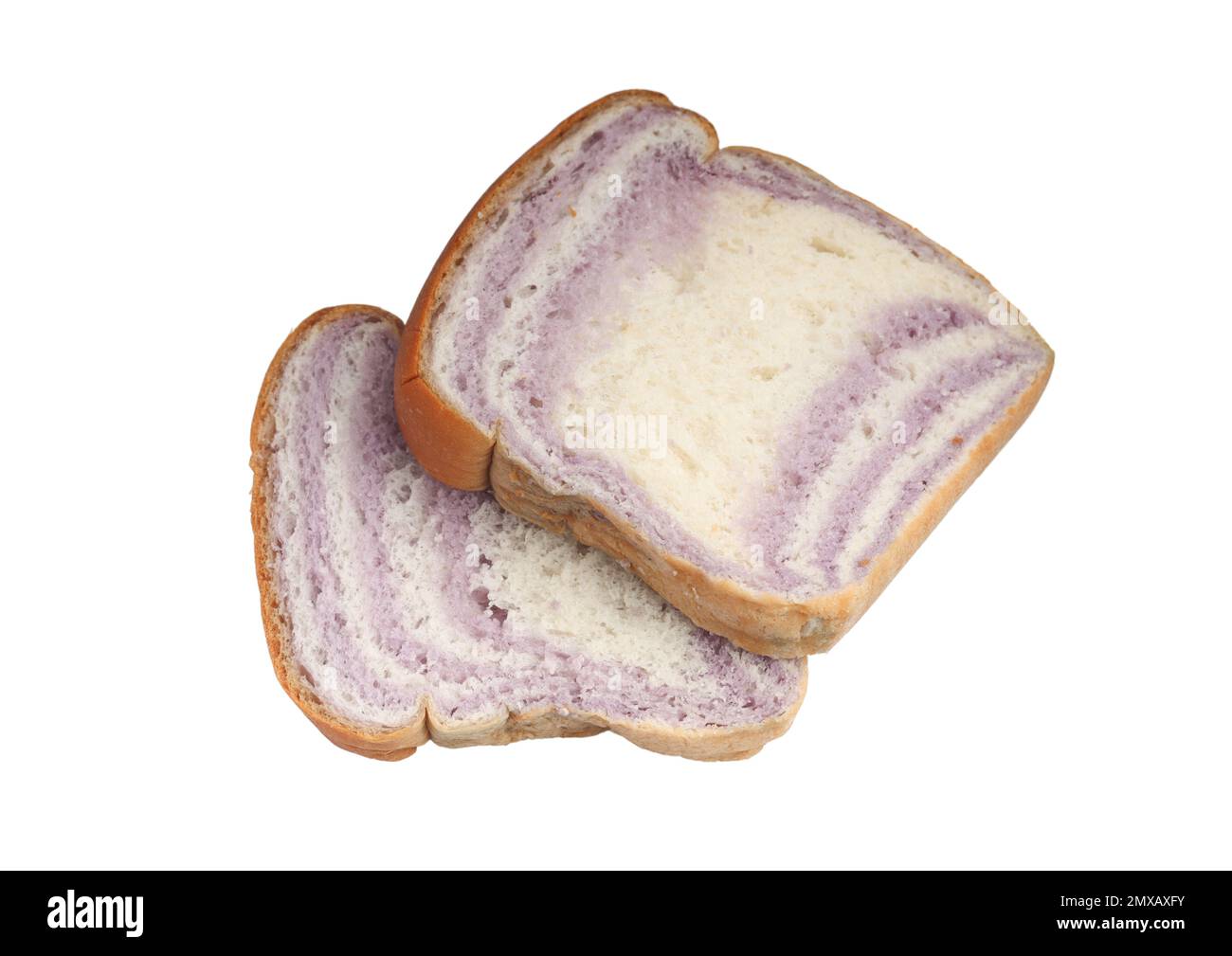 Taro slices of bread on a white background Stock Photo - Alamy