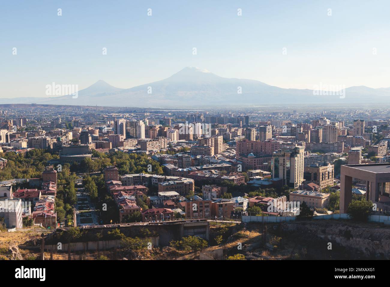 Yerevan, Armenia, beautiful super-wide angle panoramic view of Yerevan ...