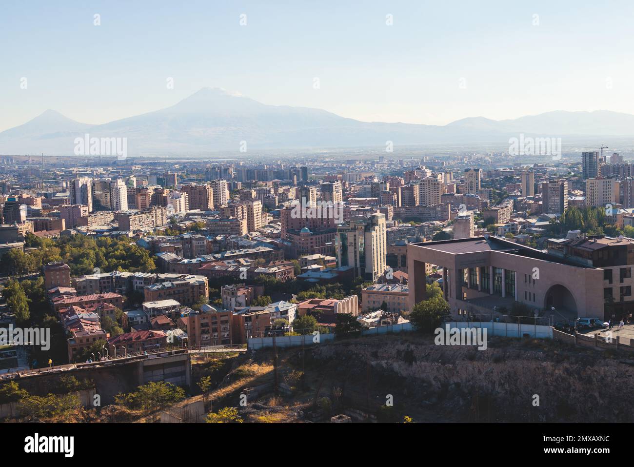 Yerevan, Armenia, beautiful super-wide angle panoramic view of Yerevan ...