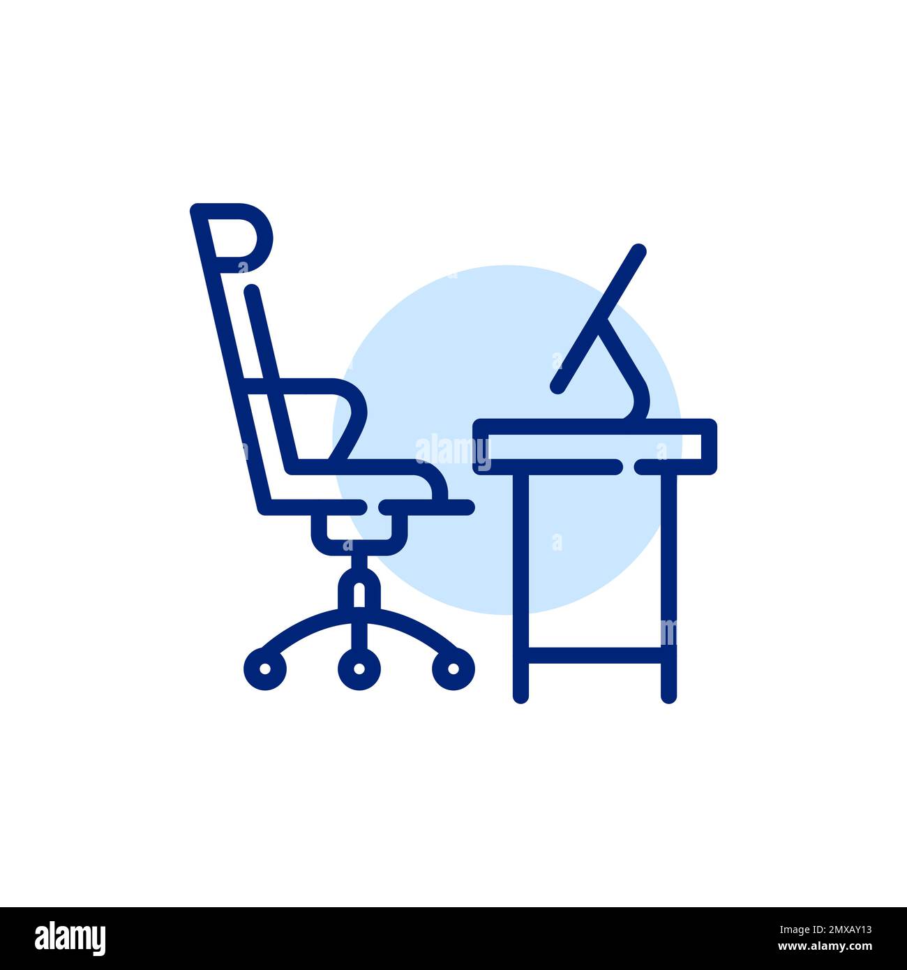 Swivel computer chair and desk with desktop computer. Office workplace ...