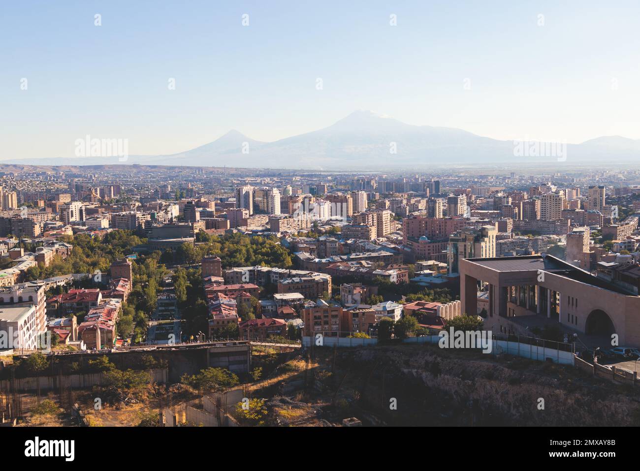 Yerevan, Armenia, beautiful super-wide angle panoramic view of Yerevan ...