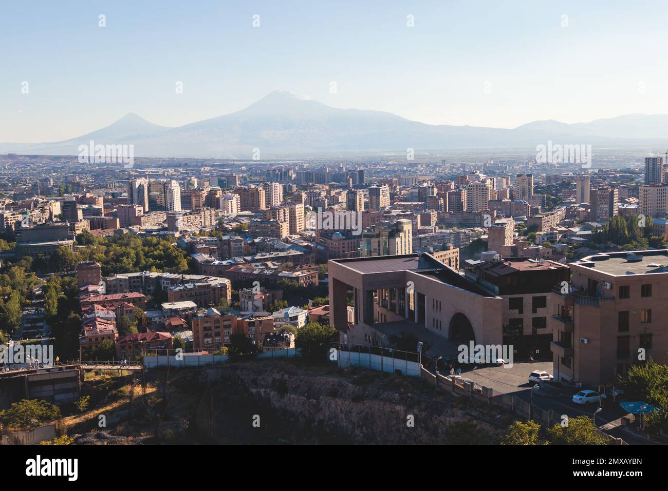 Yerevan, Armenia, beautiful super-wide angle panoramic view of Yerevan ...