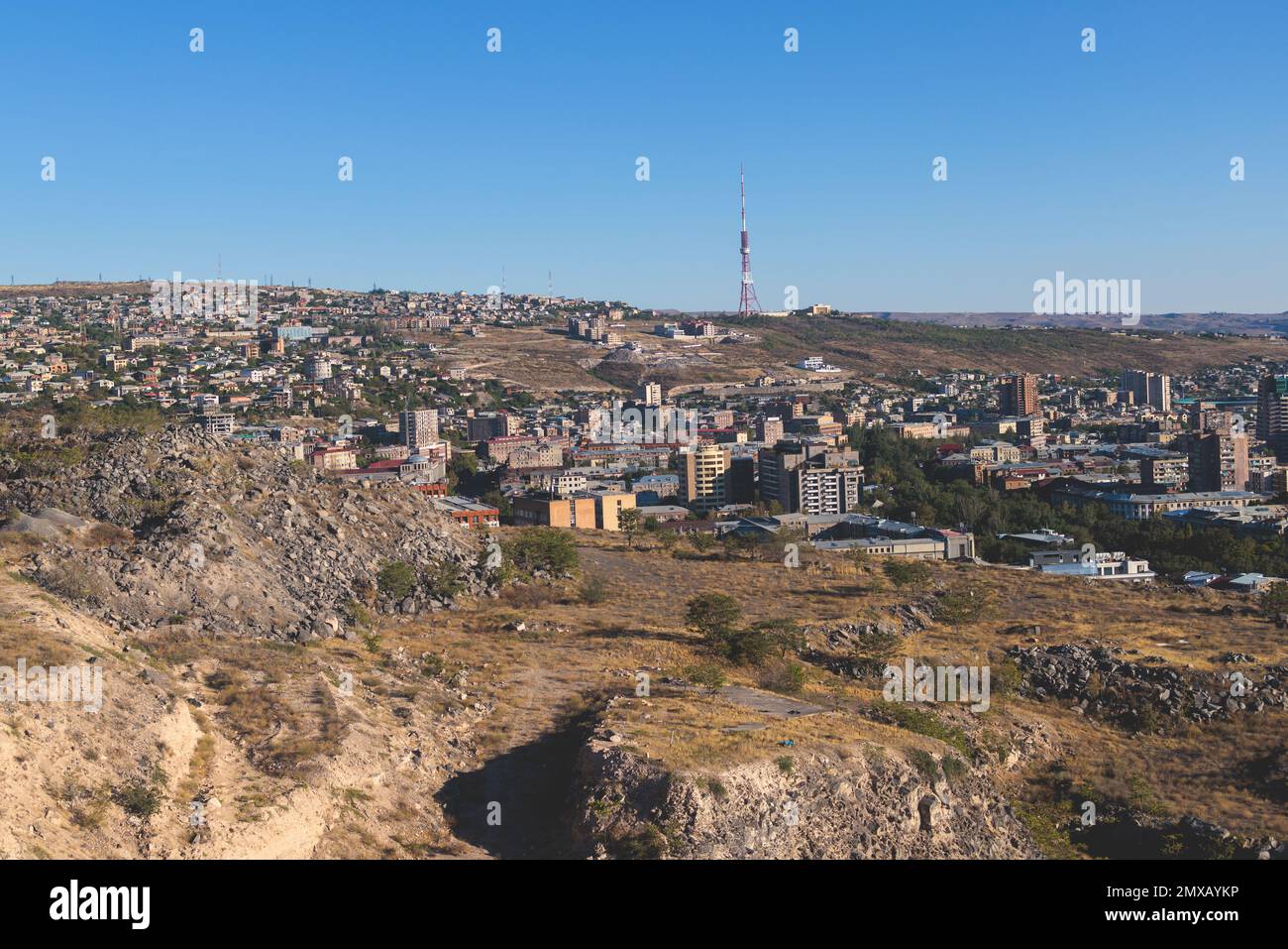 Yerevan, Armenia, beautiful super-wide angle panoramic view of Yerevan ...