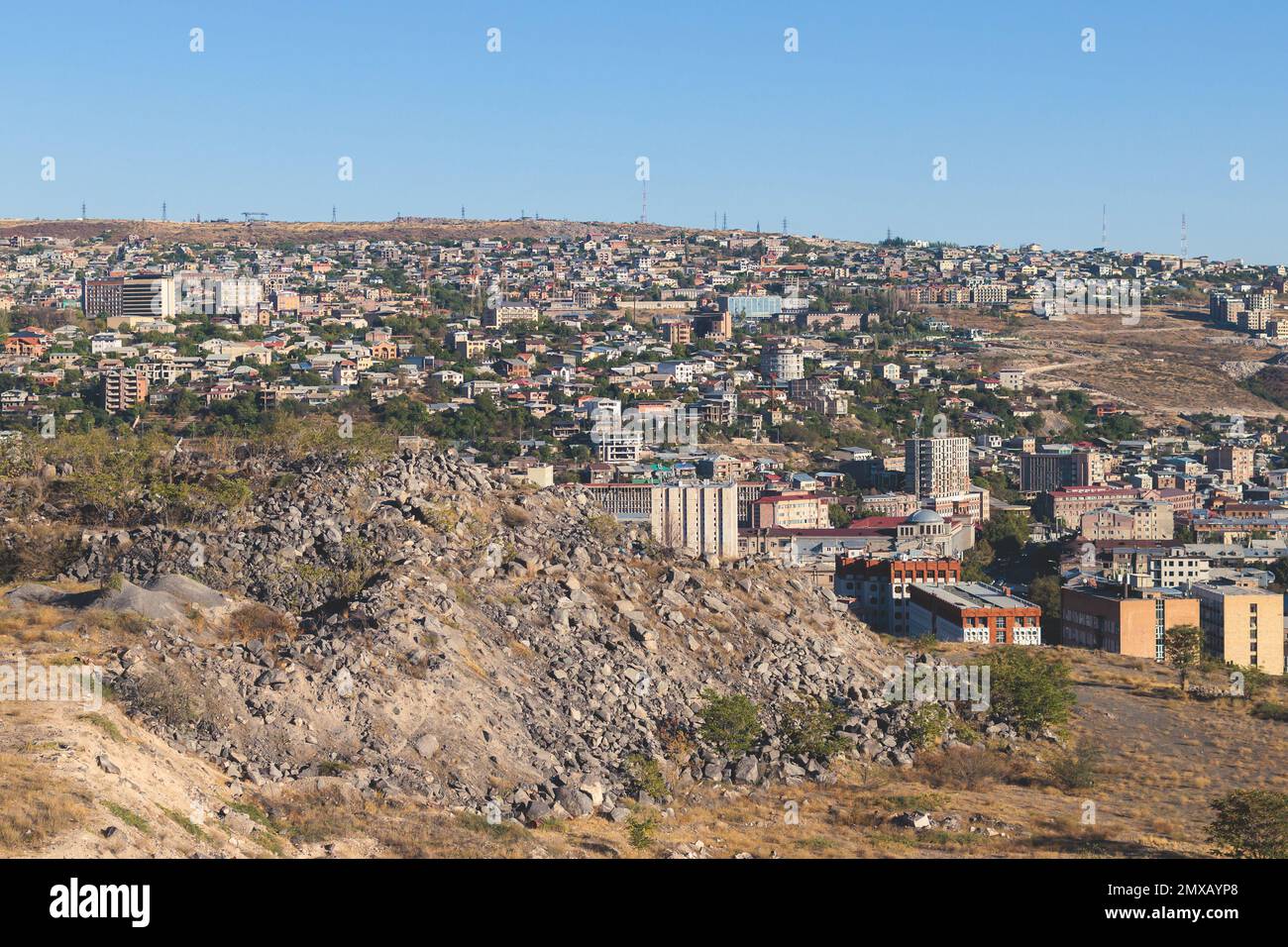 Yerevan, Armenia, beautiful super-wide angle panoramic view of Yerevan ...