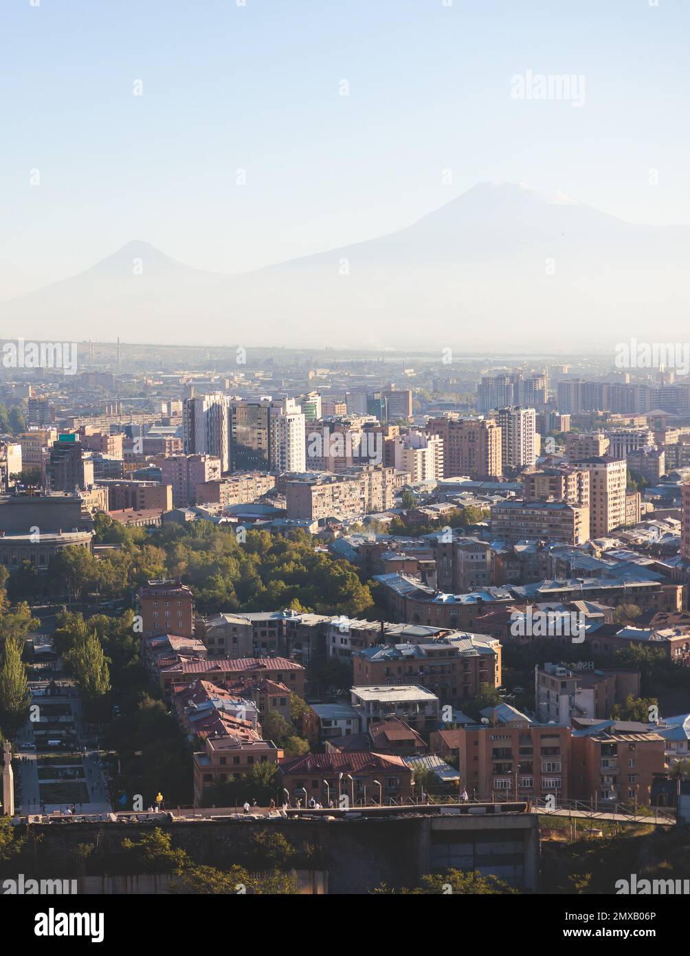 Yerevan, Armenia, beautiful super-wide angle panoramic view of Yerevan ...