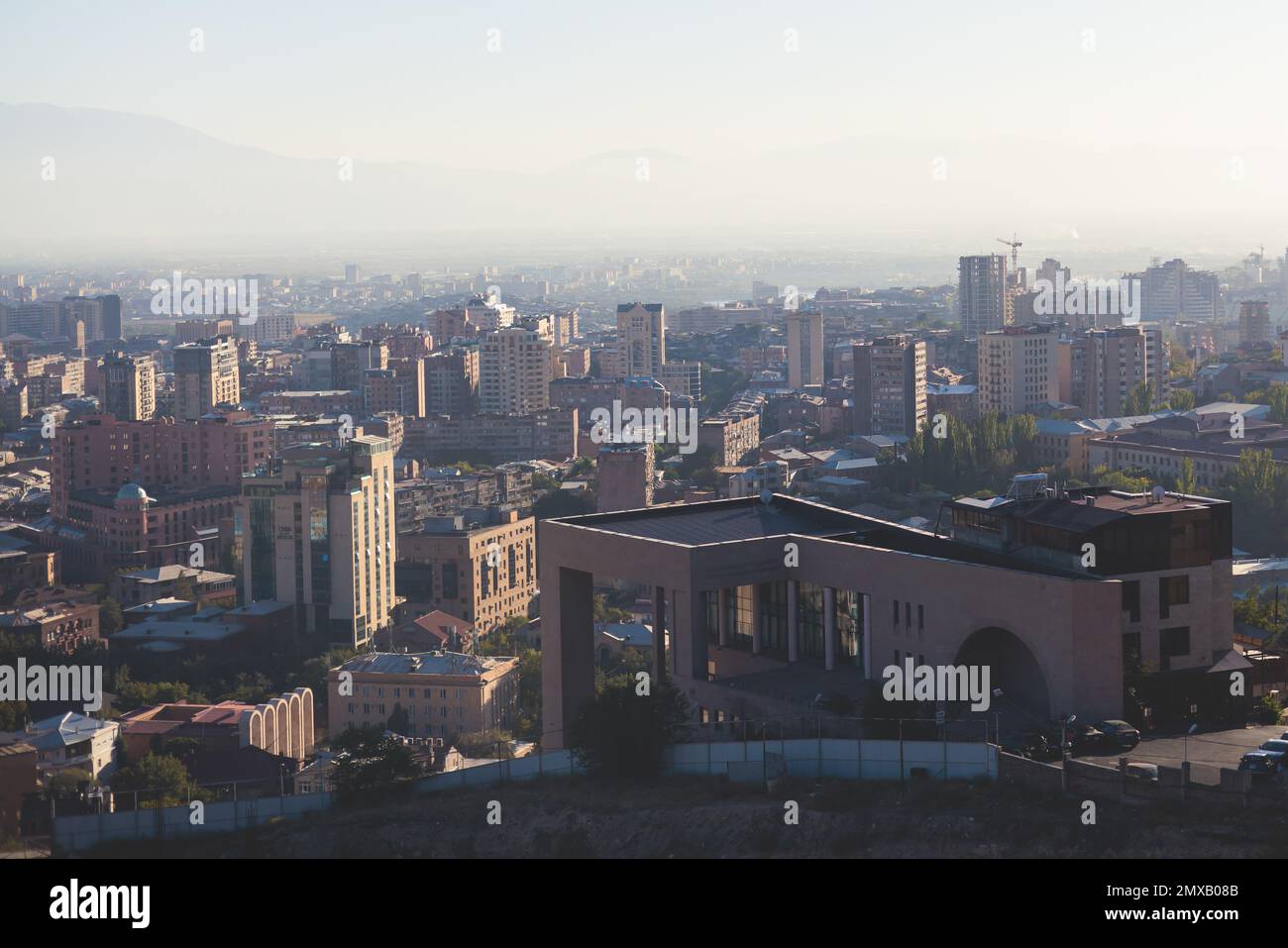 Yerevan, Armenia, beautiful super-wide angle panoramic view of Yerevan ...