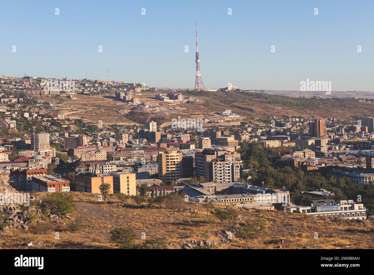 Yerevan, Armenia, beautiful super-wide angle panoramic view of Yerevan ...