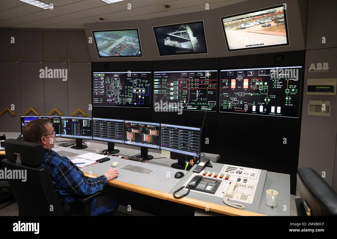 Rostock, Germany. 02nd Feb, 2023. In the control center, the block ...