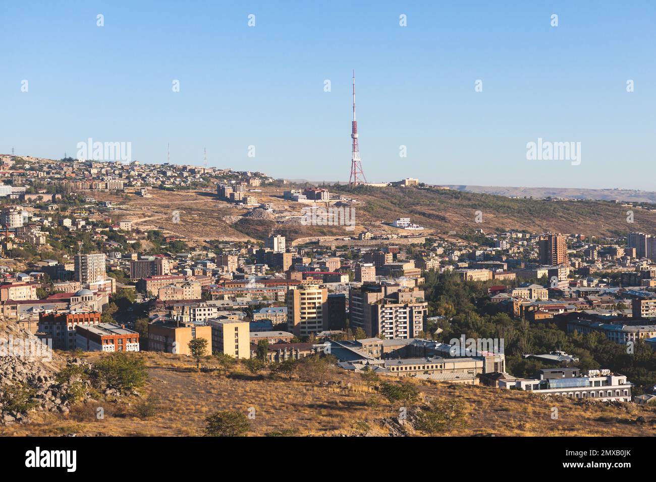 Yerevan, Armenia, beautiful super-wide angle panoramic view of Yerevan ...