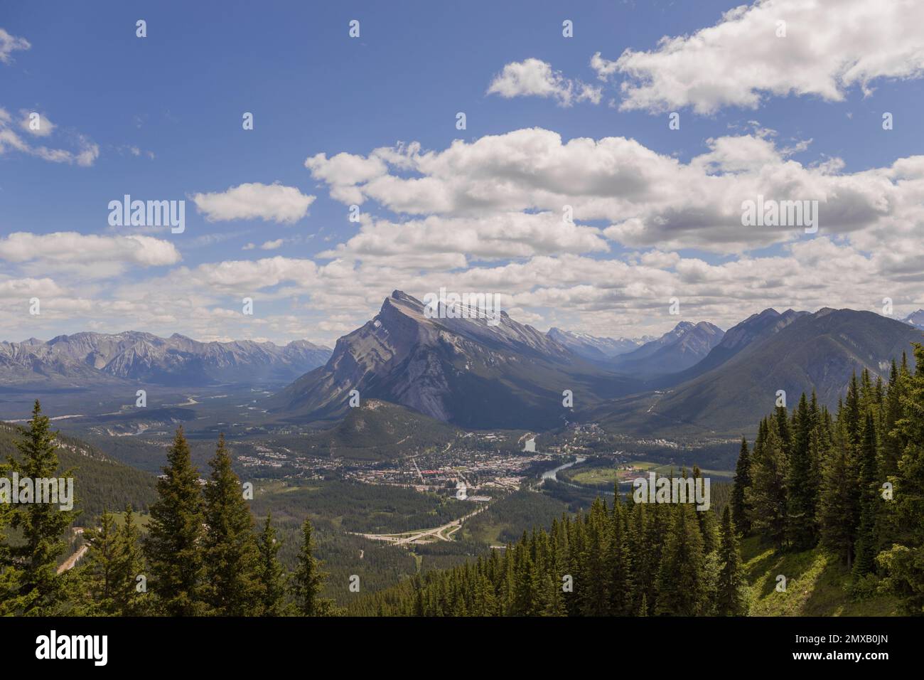 Aerial view of Banff. Mountains City Rivers and Lakes - Tourism Alberta ...