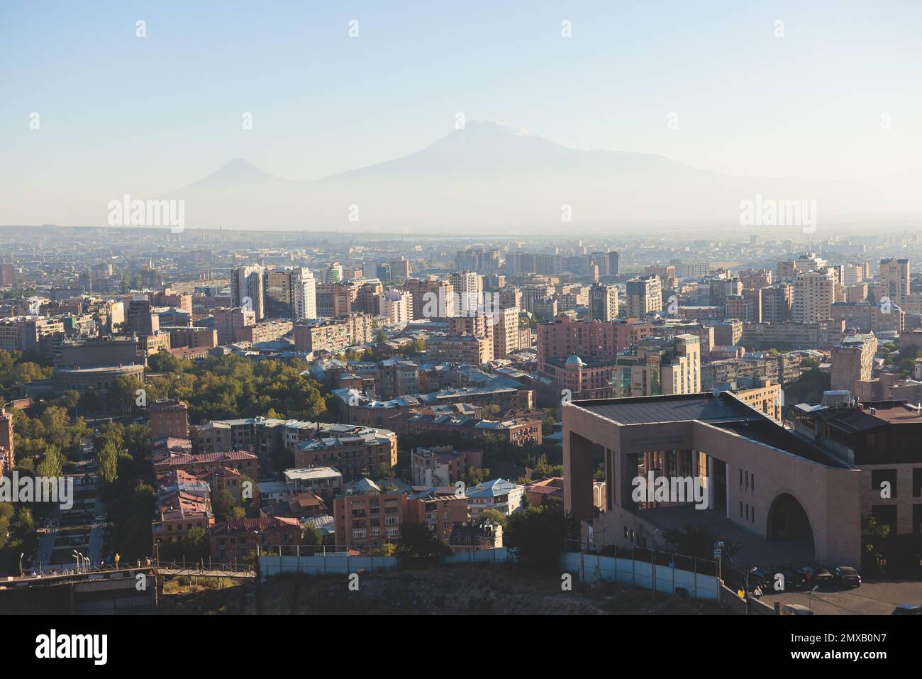 Yerevan, Armenia, beautiful super-wide angle panoramic view of Yerevan ...