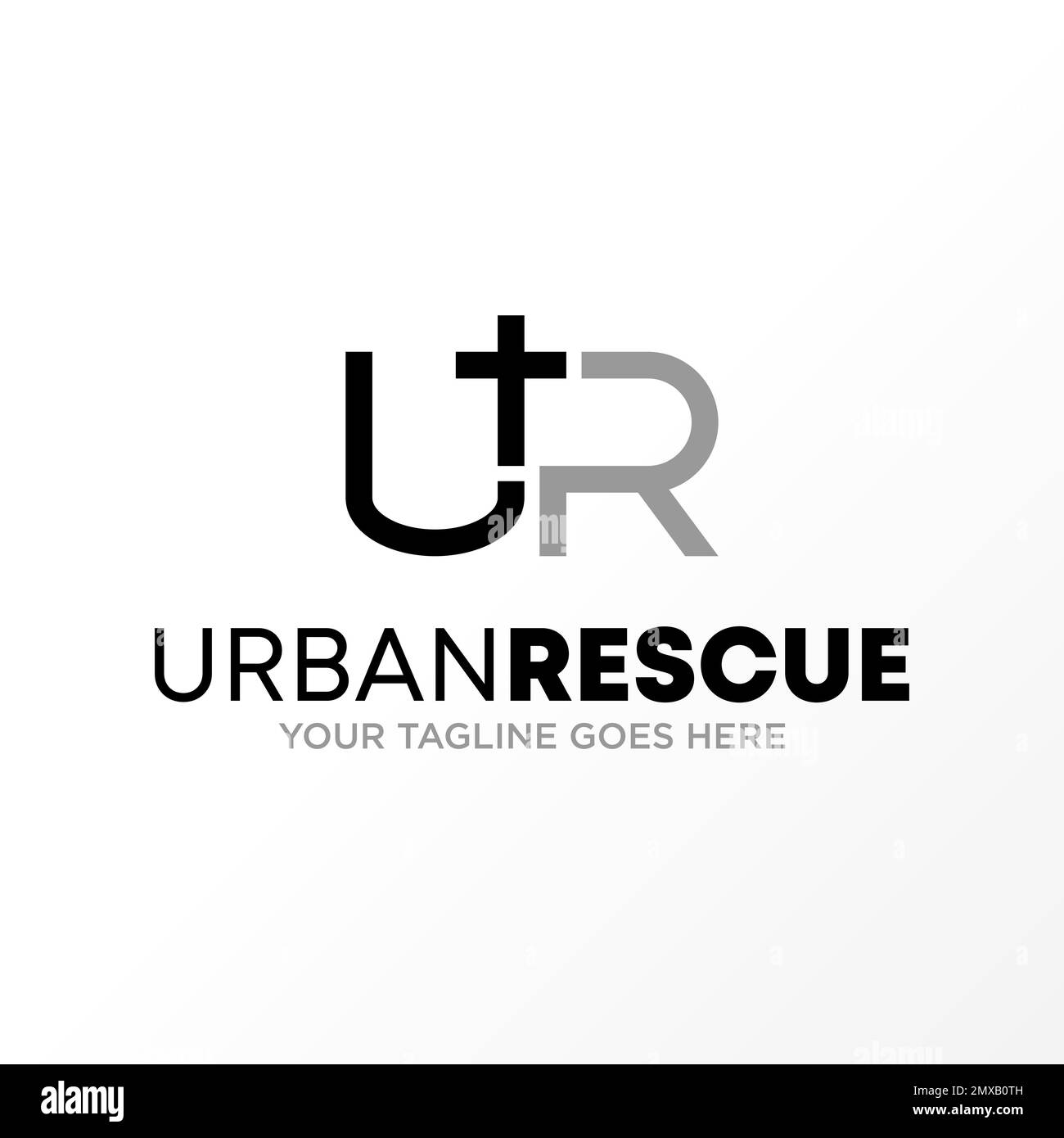 Letter or word UR font with Christian cross image graphic icon logo ...