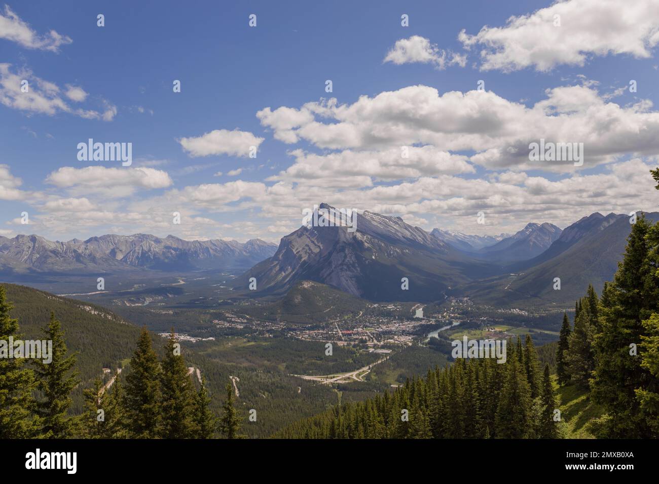 Aerial view of Banff. Mountains City Rivers and Lakes - Tourism Alberta ...