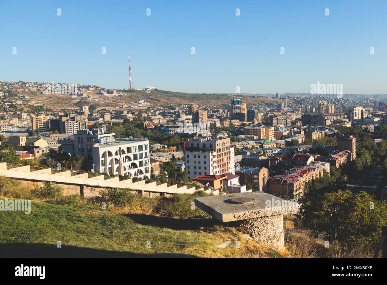 Yerevan, Armenia, beautiful super-wide angle panoramic view of Yerevan ...