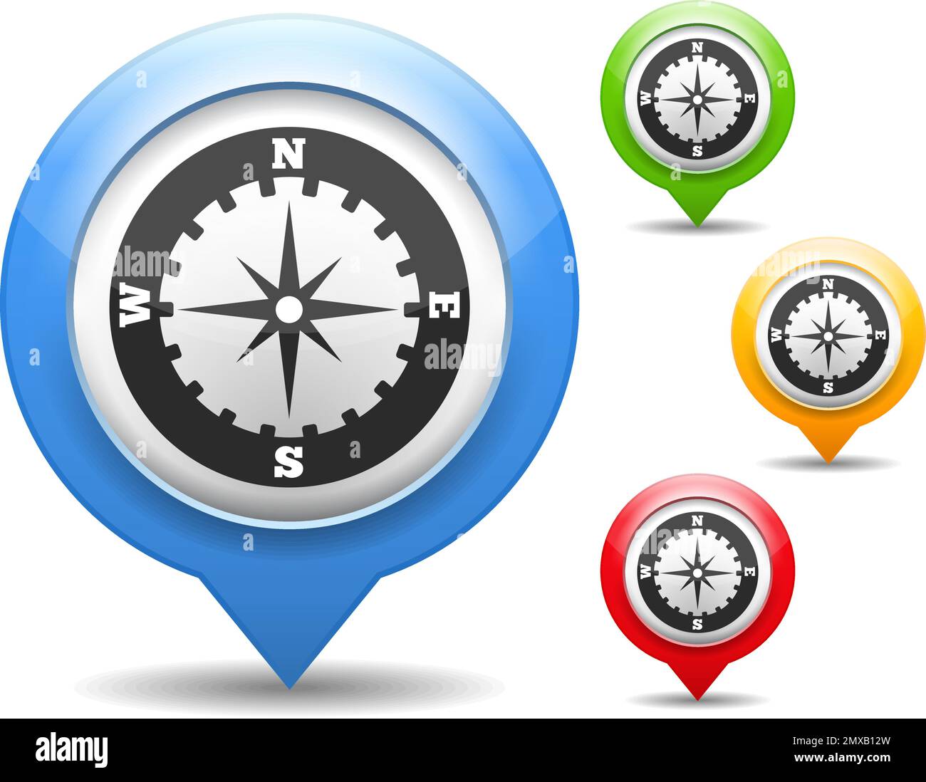 Map marker with icon of a compass, vector eps10 illustration Stock ...