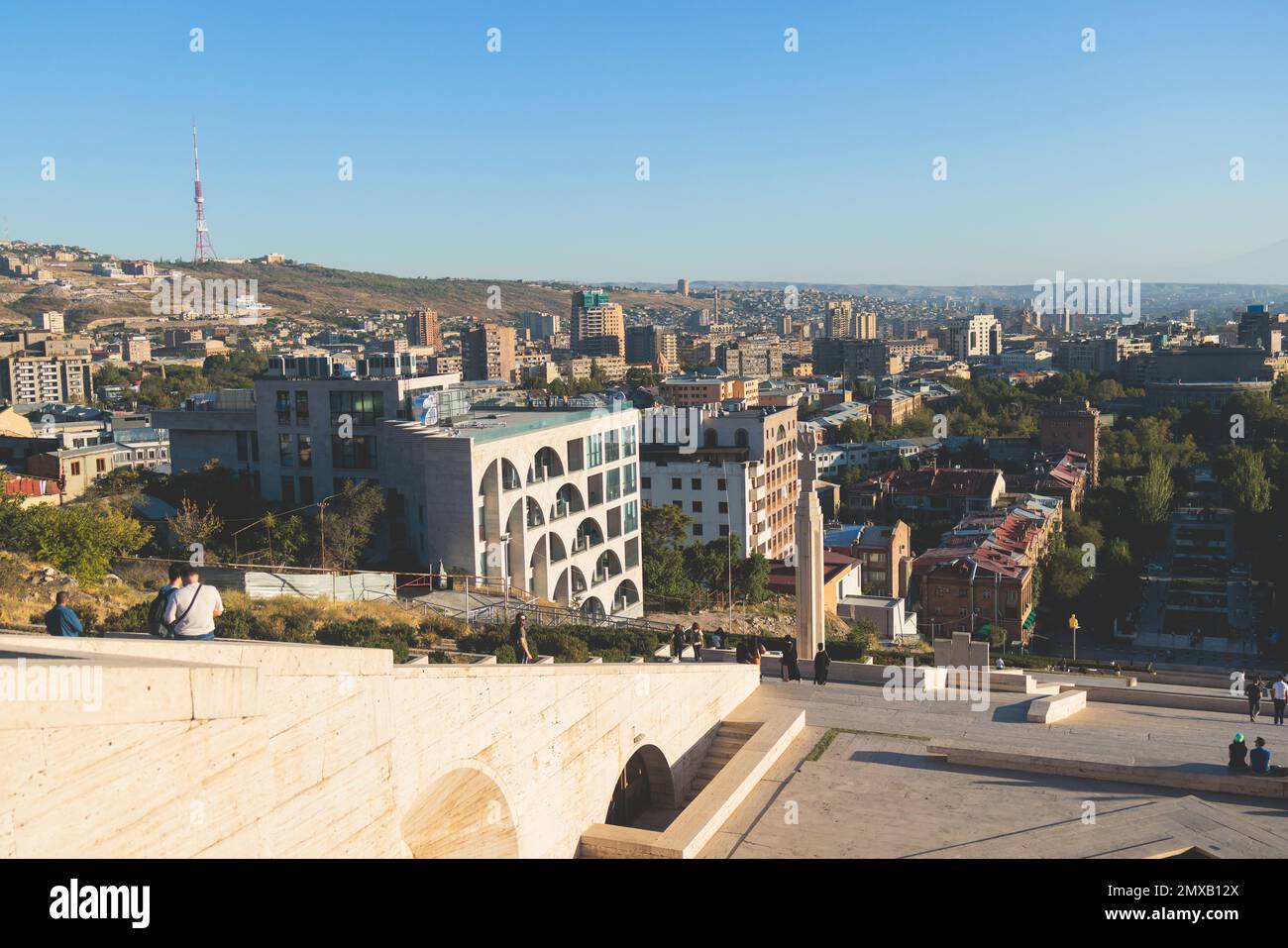 Yerevan, Armenia, beautiful super-wide angle panoramic view of Yerevan ...