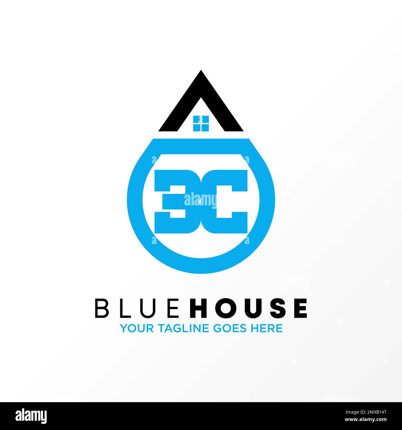 Letter pr word 3C or BC with roof house and water image graphic icon ...