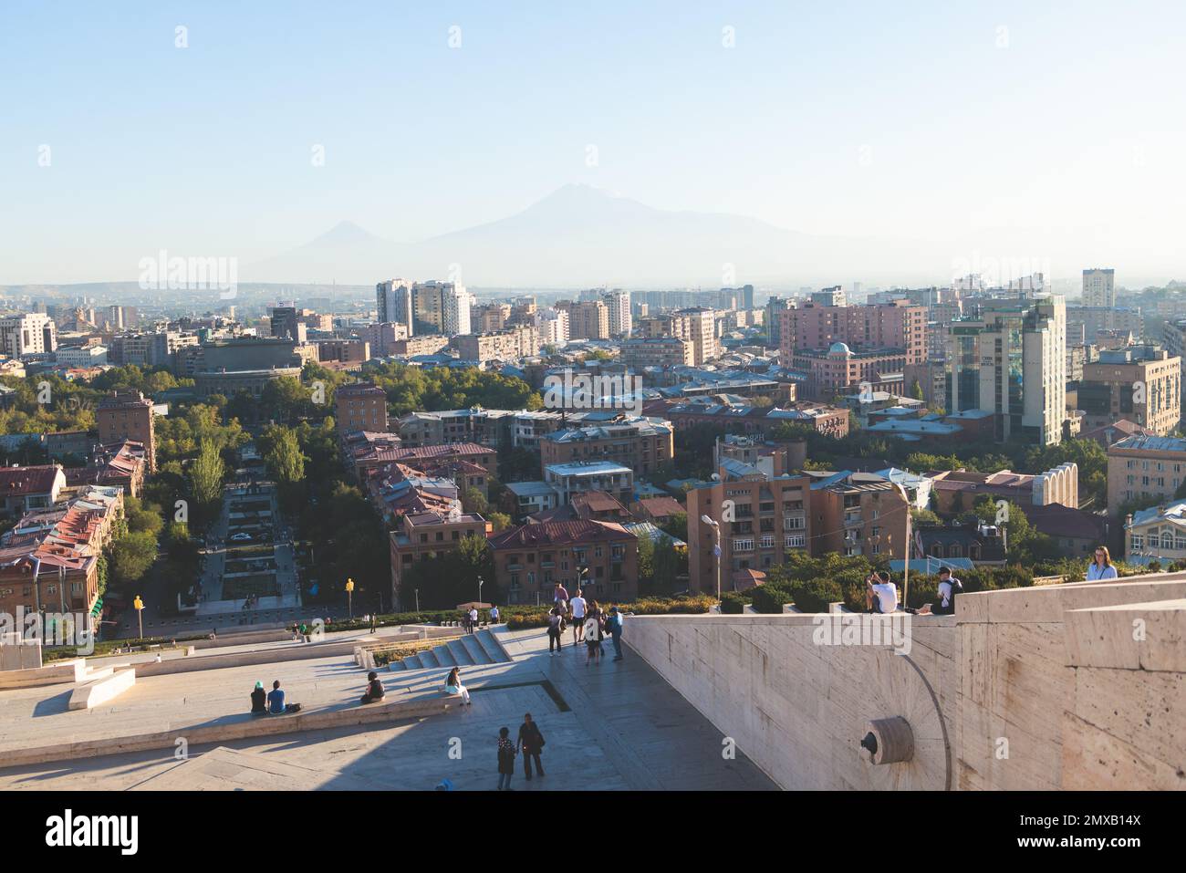 Yerevan, Armenia, beautiful super-wide angle panoramic view of Yerevan ...
