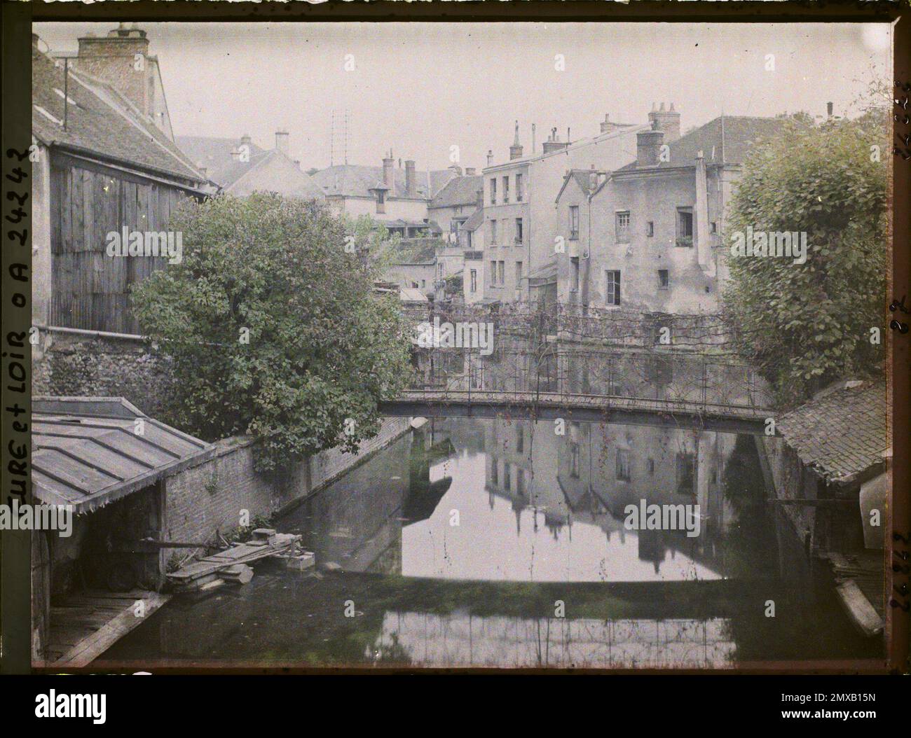 Dreux, France La Passerelle sur la Blaise, View of rue Porte Chartraine ...