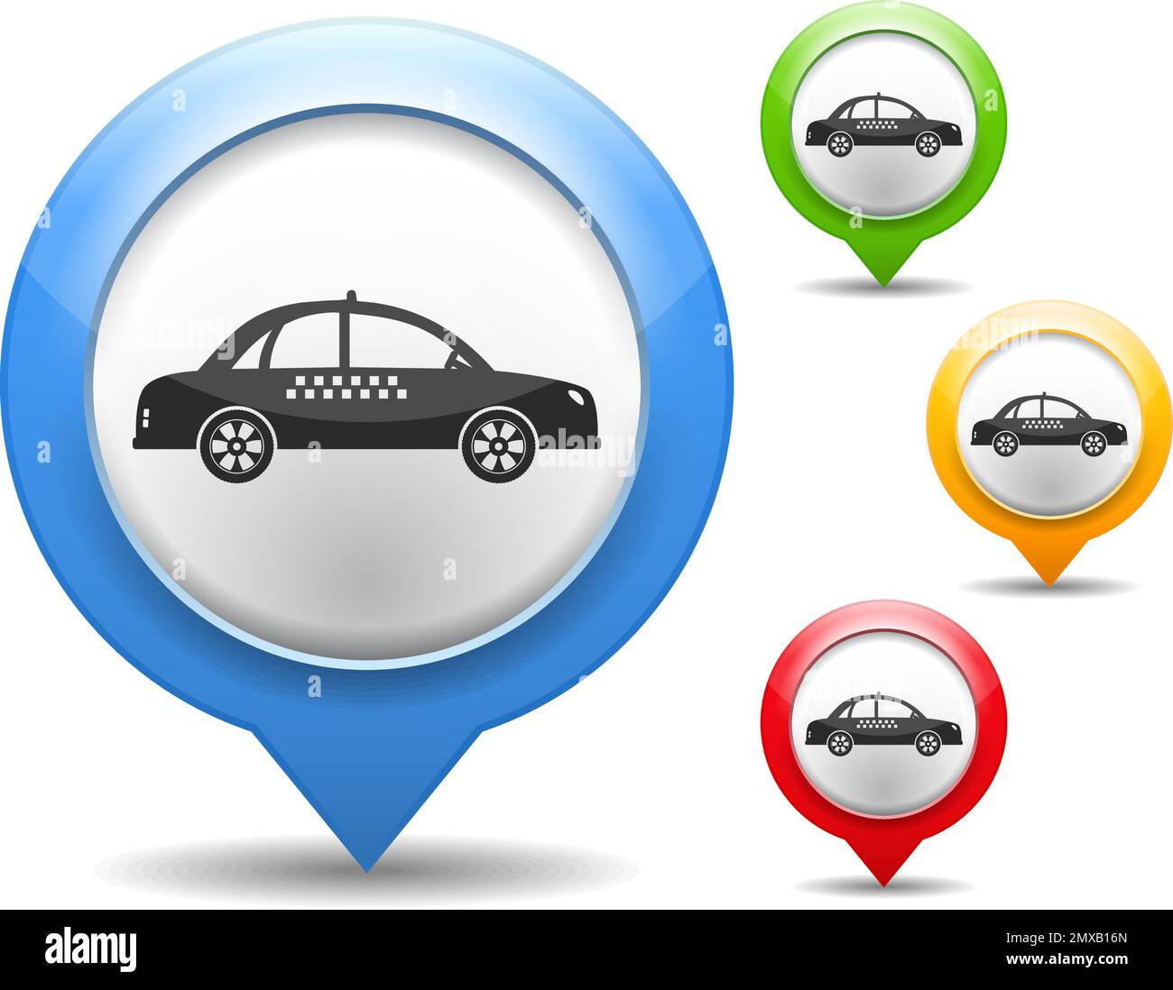 Map marker with icon of a taxi, vector eps10 illustration Stock Vector ...