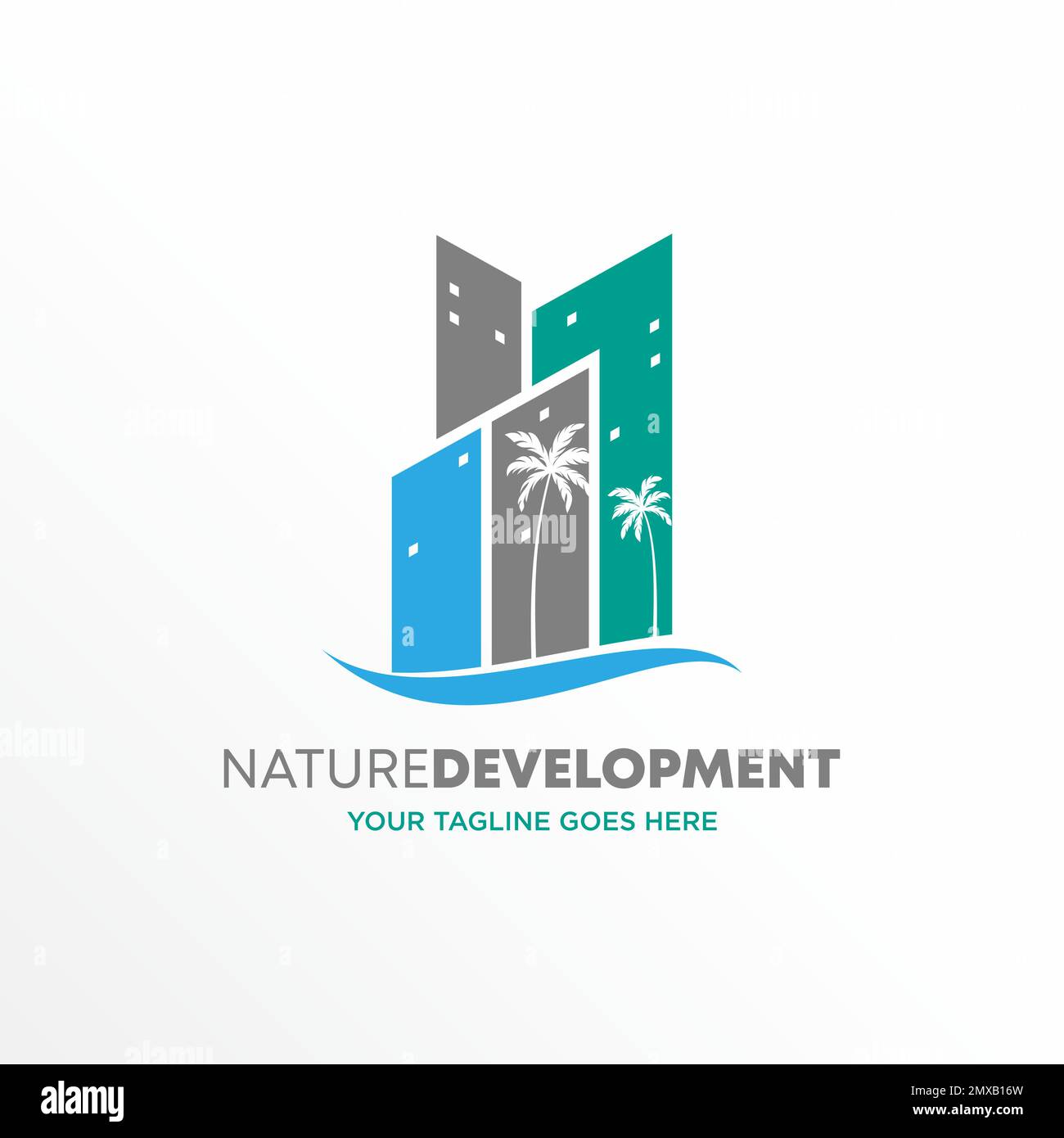 Building or town with coconut tree image graphic icon logo free design ...