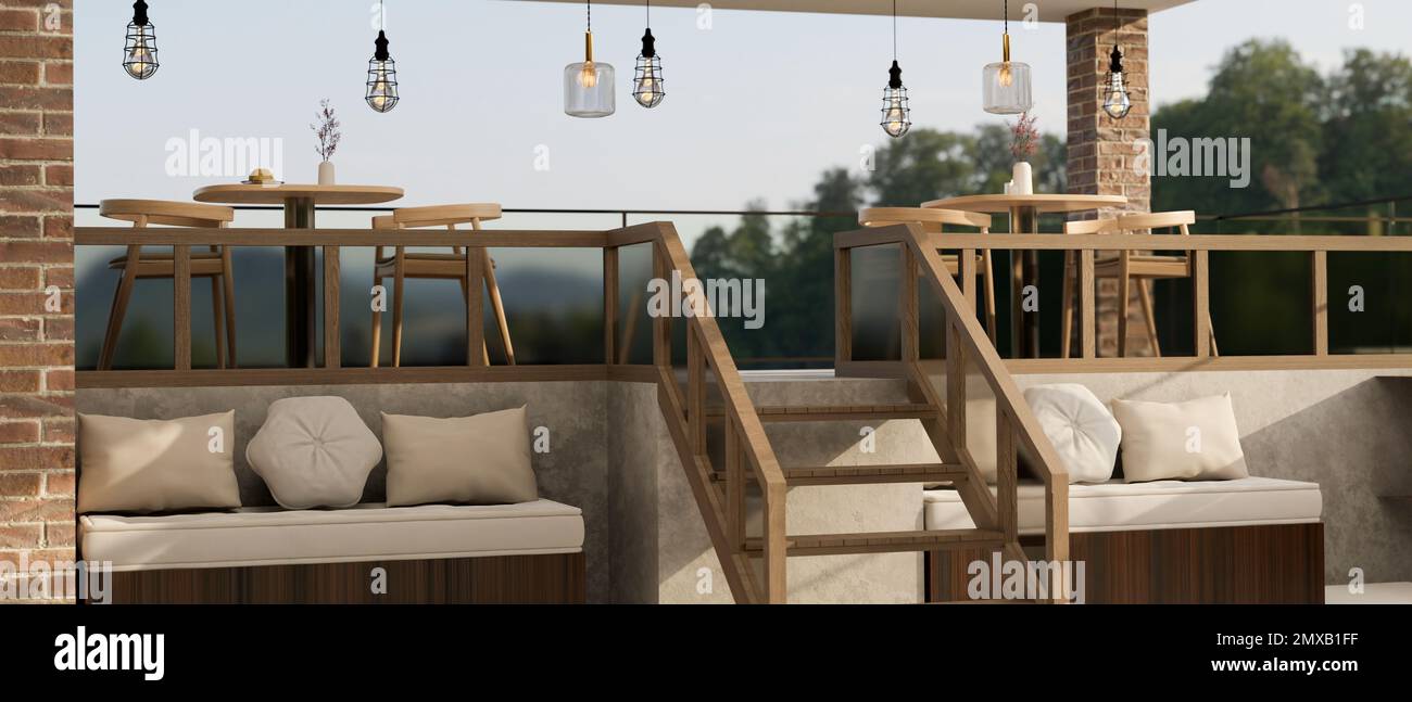 Beautiful and cozy restaurant outdoor seating space design with ...