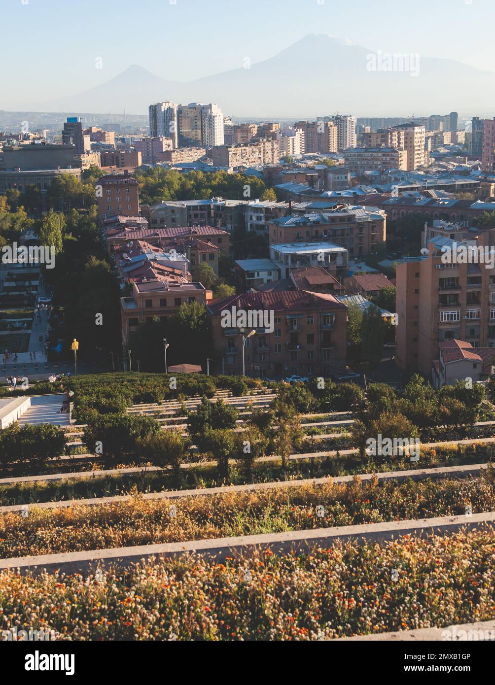 Yerevan, Armenia, beautiful super-wide angle panoramic view of Yerevan ...