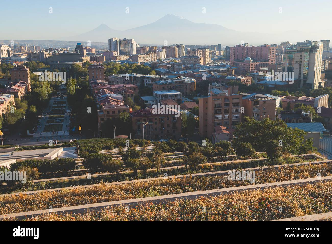 Yerevan, Armenia, beautiful super-wide angle panoramic view of Yerevan ...