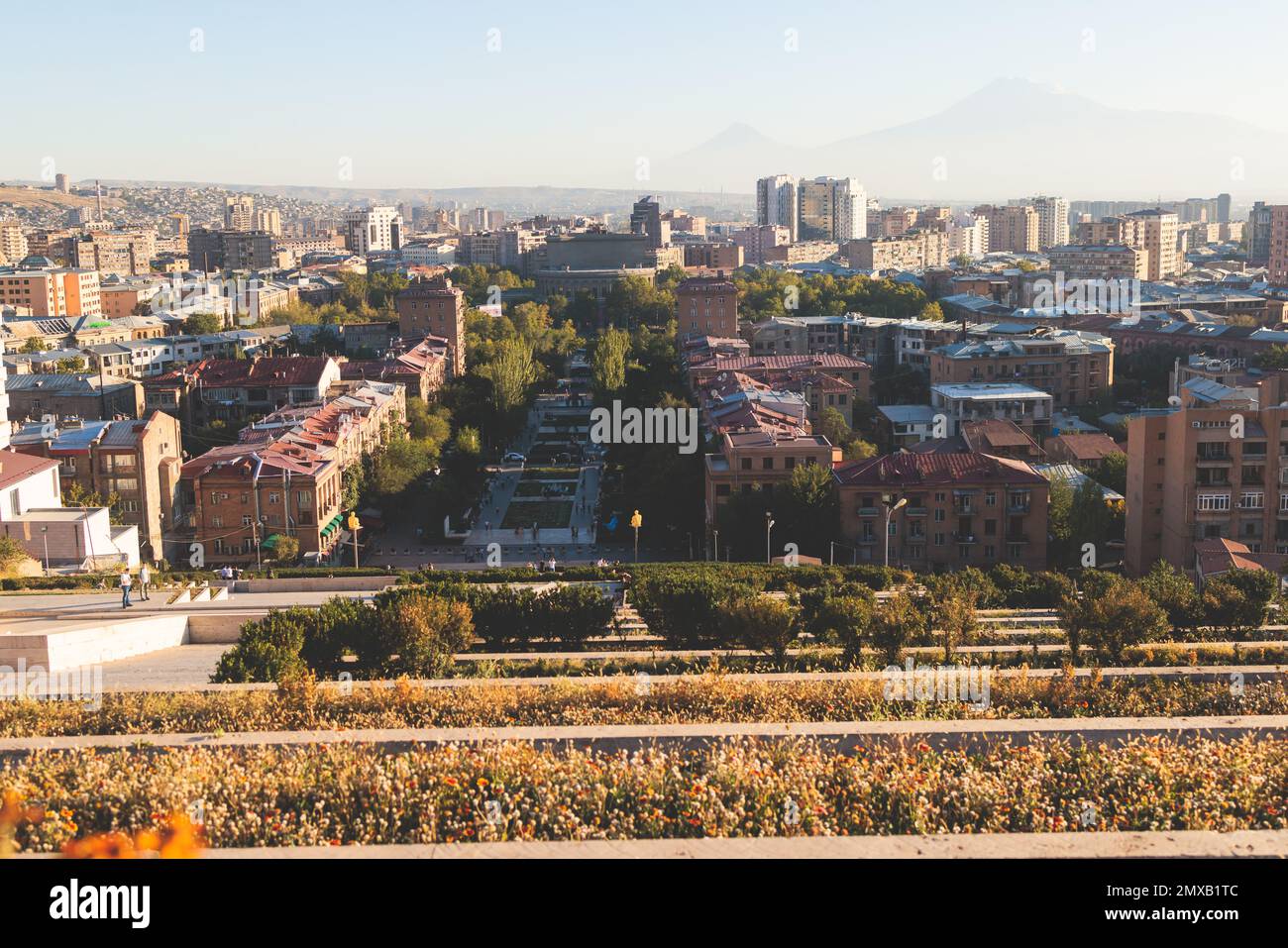 Yerevan, Armenia, beautiful super-wide angle panoramic view of Yerevan ...
