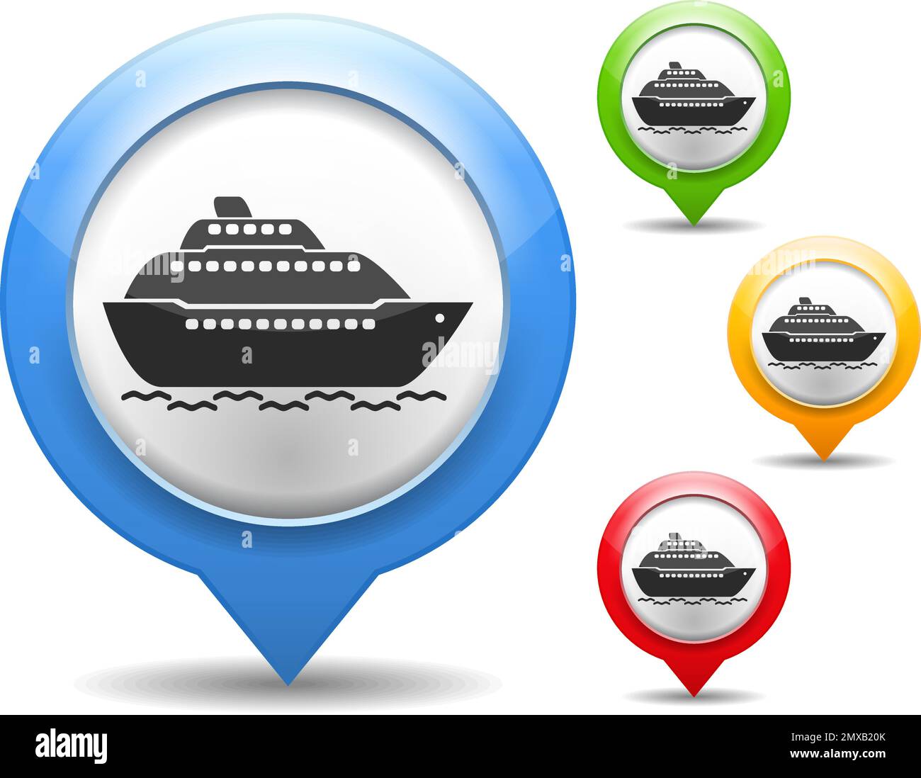 Map marker with icon of a ship, vector eps10 illustration Stock Vector ...