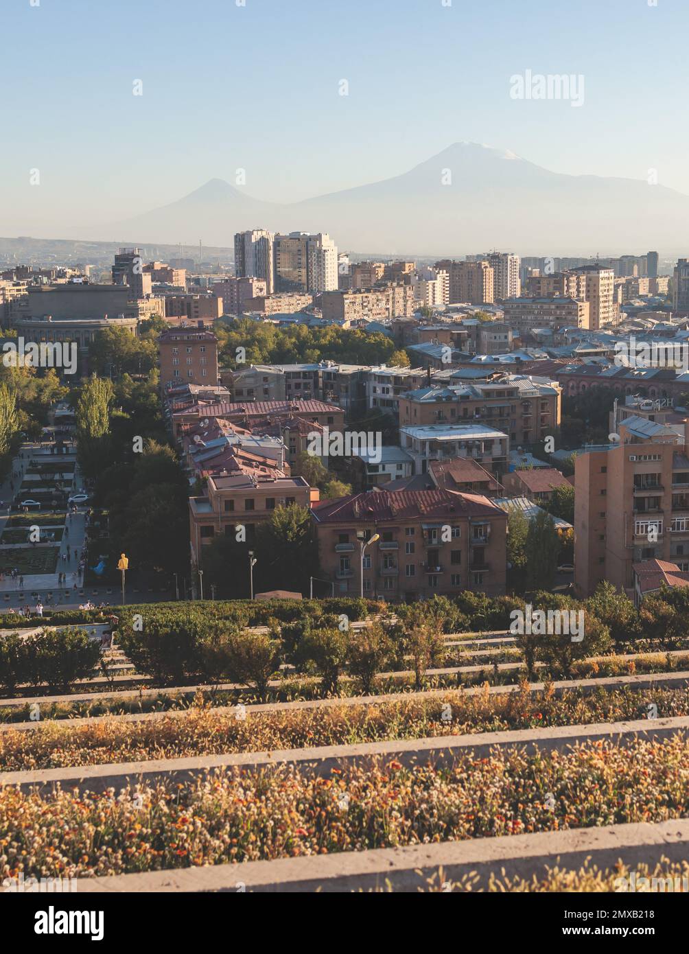 Yerevan, Armenia, beautiful super-wide angle panoramic view of Yerevan ...