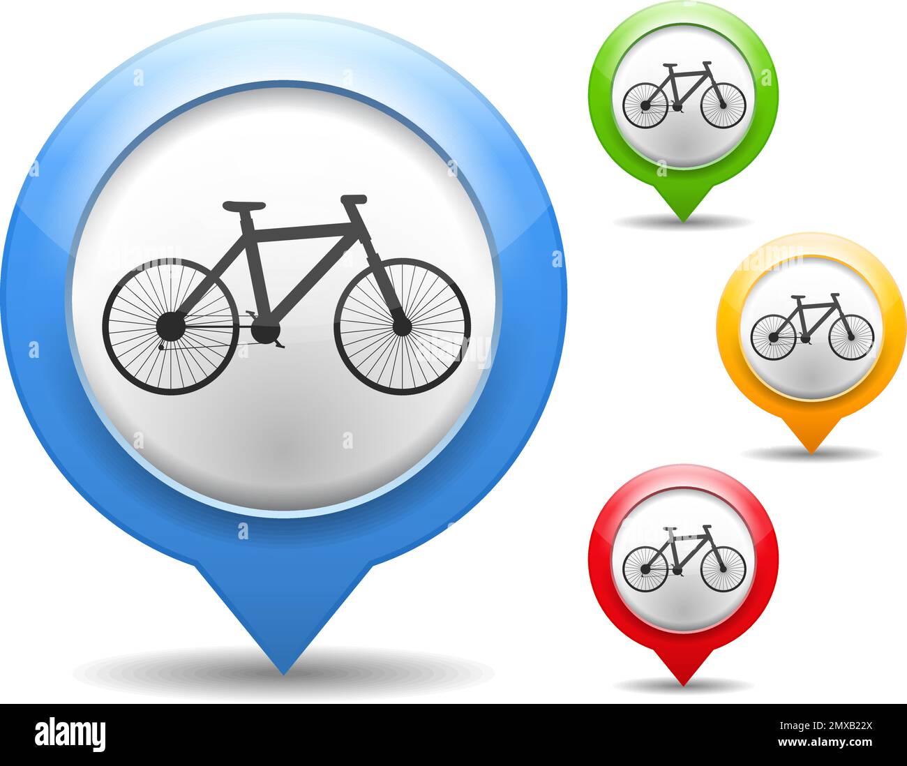 Map marker with icon of a bicycle, vector eps10 illustration Stock ...