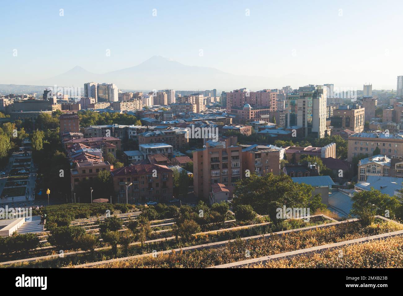 Yerevan, Armenia, beautiful super-wide angle panoramic view of Yerevan ...