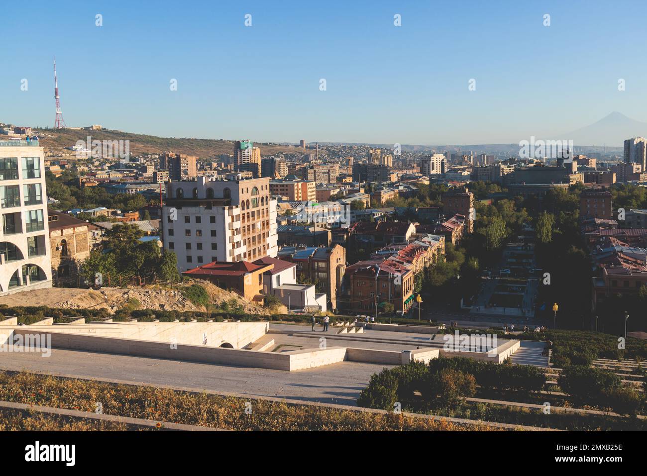 Yerevan, Armenia, beautiful super-wide angle panoramic view of Yerevan ...