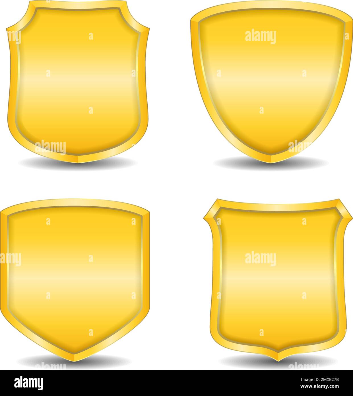 Four golden shields on white background, vector eps10 illustration ...