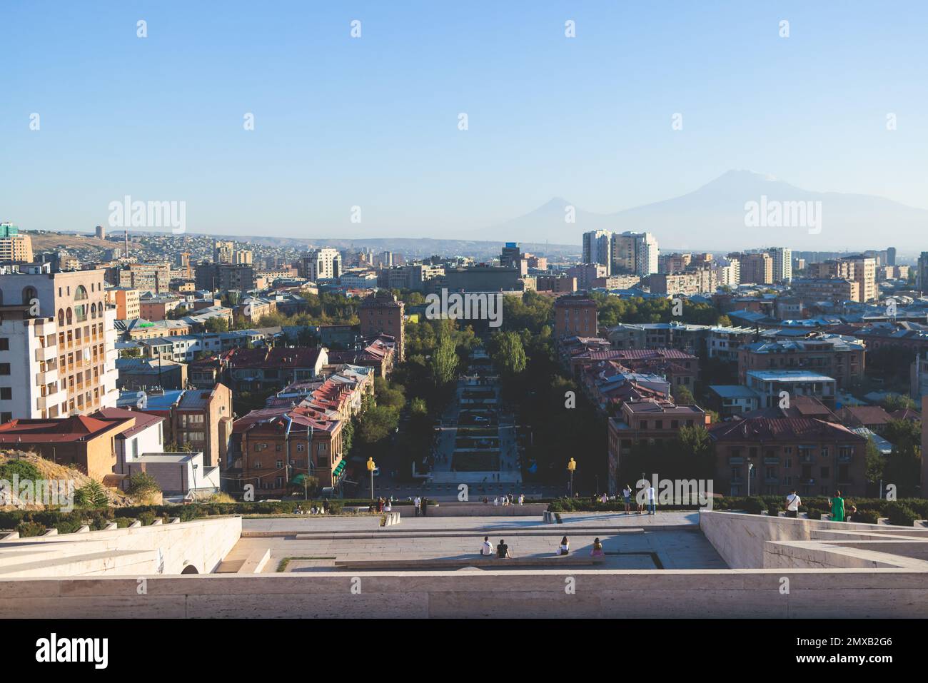 Yerevan, Armenia, beautiful super-wide angle panoramic view of Yerevan ...
