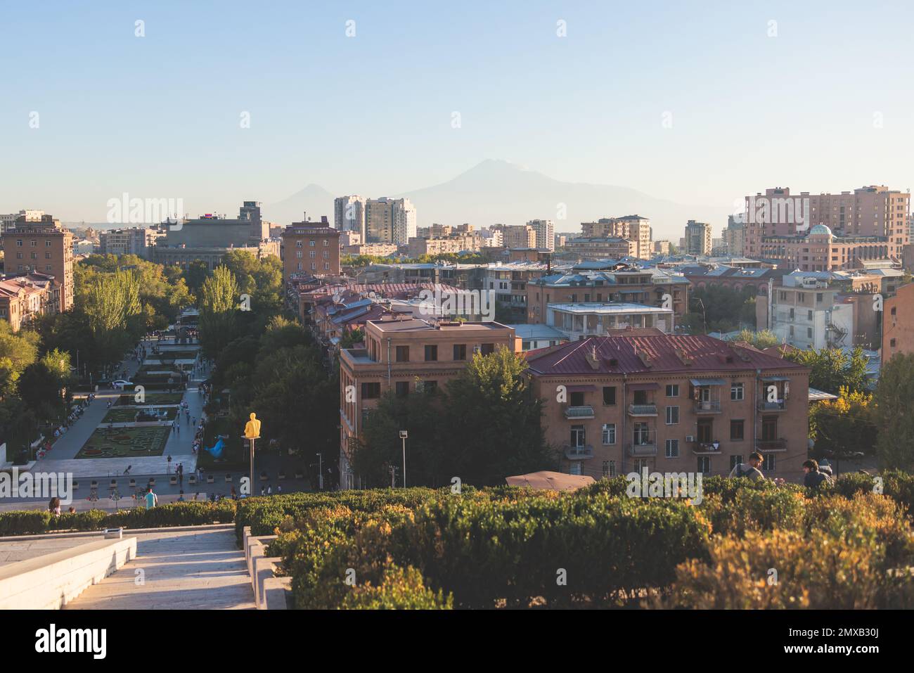 Yerevan, Armenia, beautiful super-wide angle panoramic view of Yerevan ...