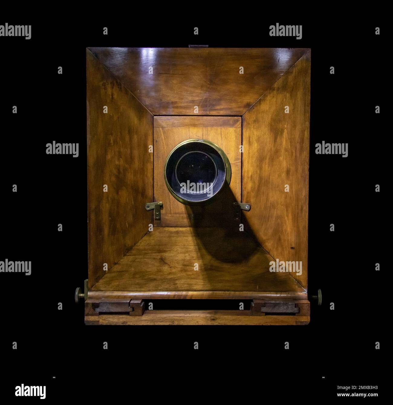 Old studio camera for using plates on a black background, second half ...