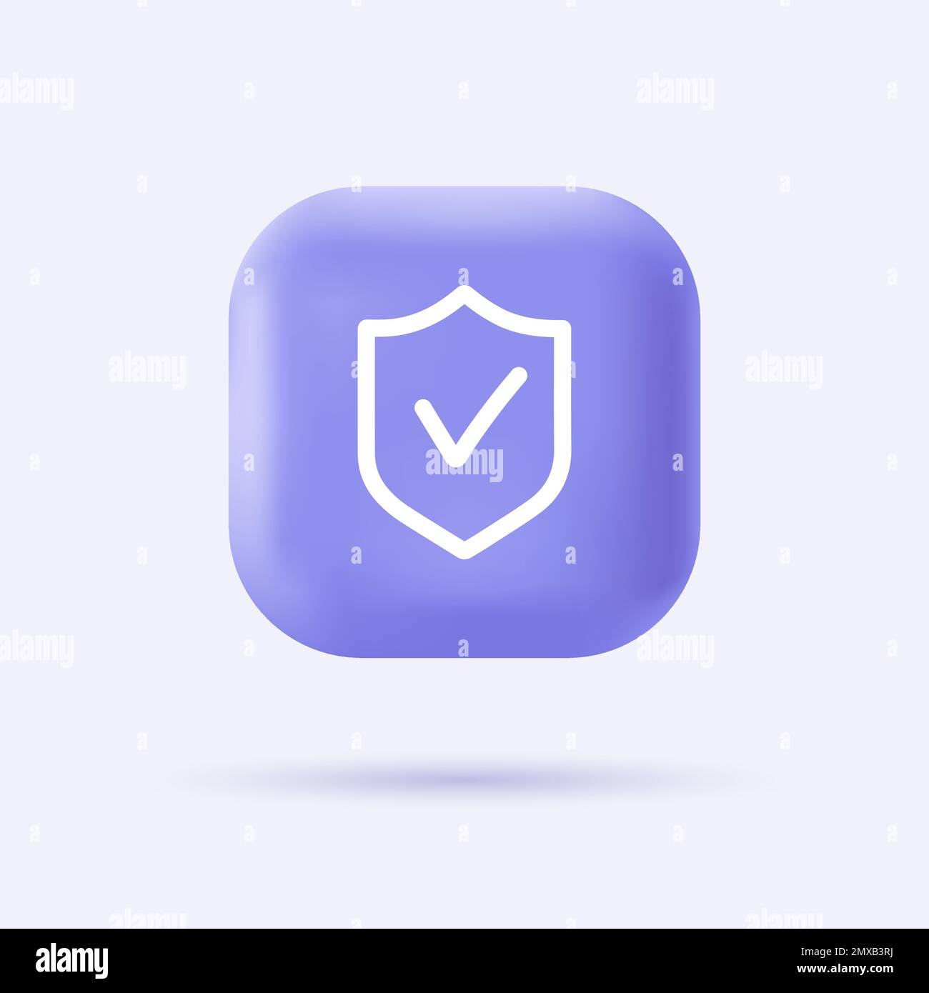 3d shield icon. Internet security sign on realistic violet button ...