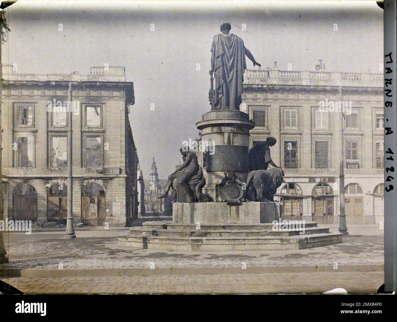 Reims, Marne, Champagne, France Place Royale in ruin with in its center ...